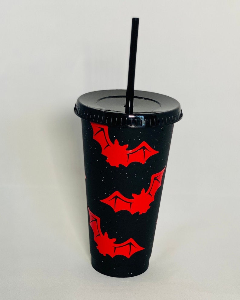 I'm Batty Without Iced Coffee Goth Halloween Bat Cup With Straw - Etsy