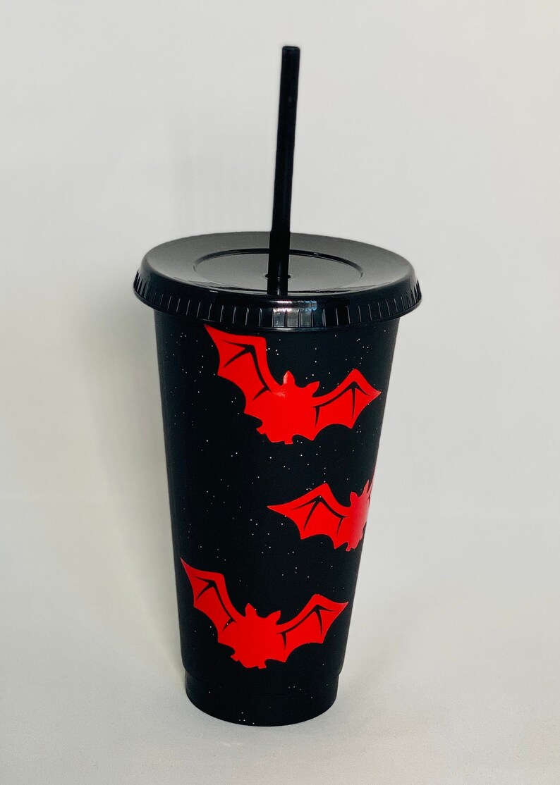 I'm Batty Without Iced Coffee Goth Halloween Bat Cup With Straw - Etsy