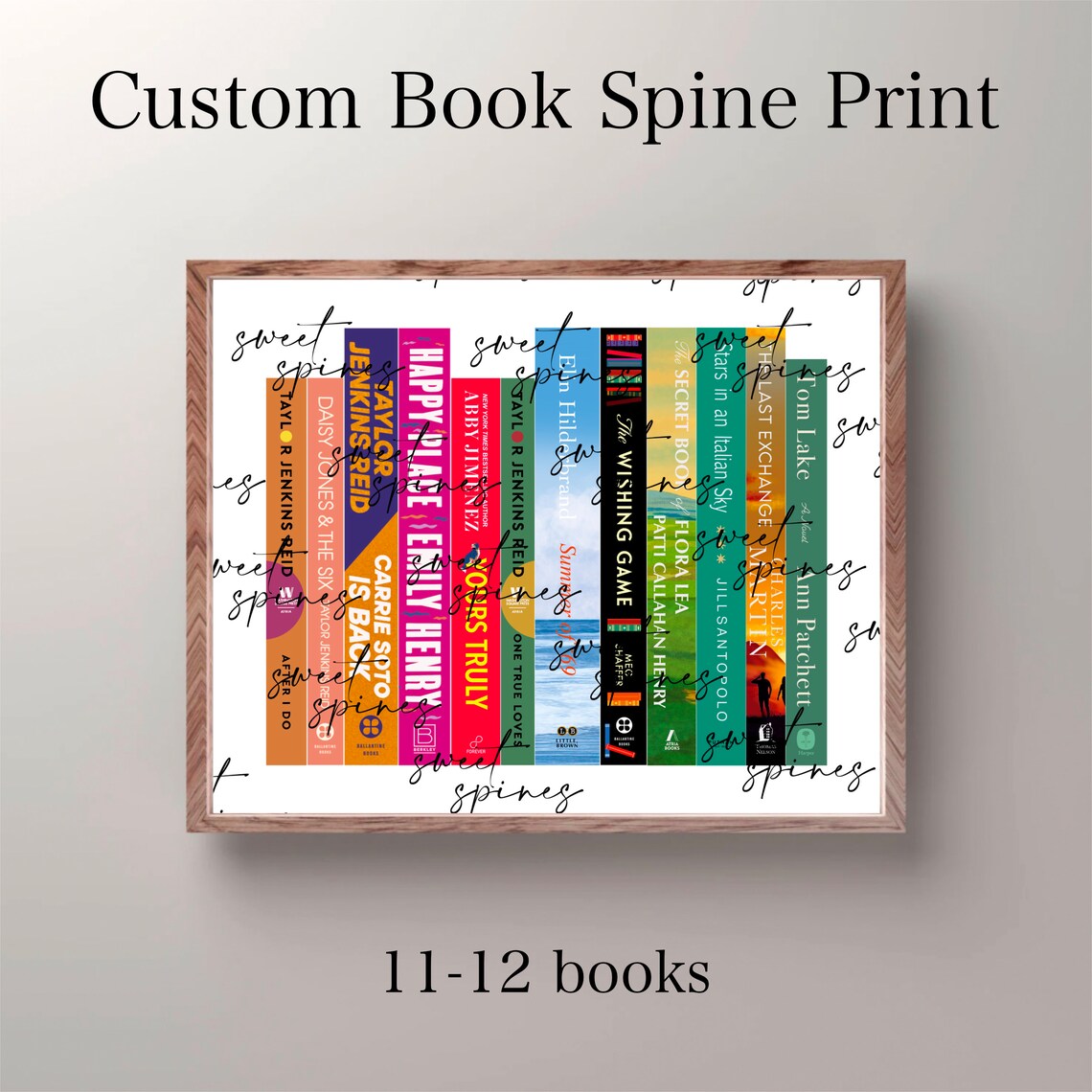 Custom Book Spine Print | Personalized Gift for Book Lovers | 11-12 ...