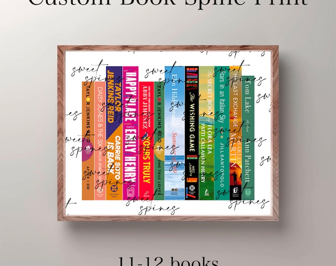 Custom Book Stack Art Print, Hand-drawn Book Stack Illustrated Print ...