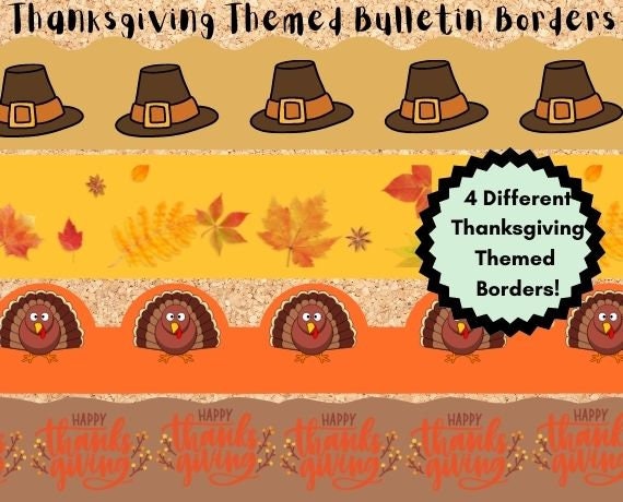 Thanksgiving Themed Bulletin Borders 4 Different Designs - Etsy