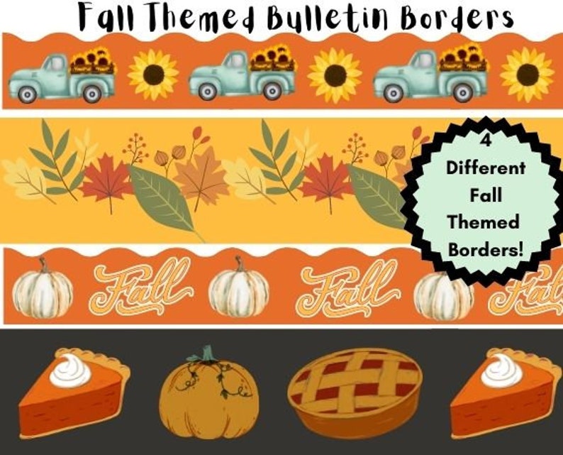 Fall Bulletin Board Borders 4 Different Designs - Etsy