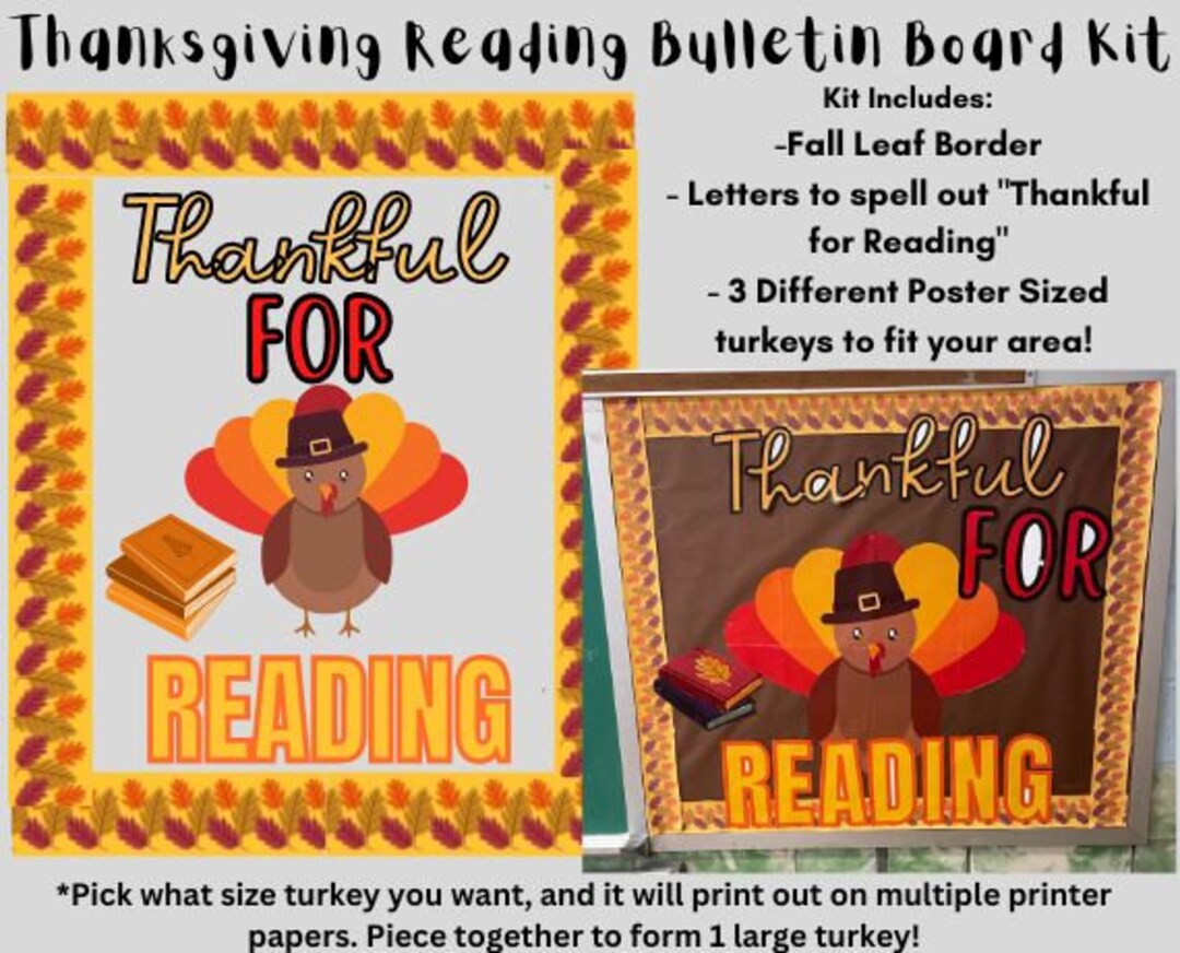 Thankful Turkey Reading Bulletin Board / Door Kit - Etsy
