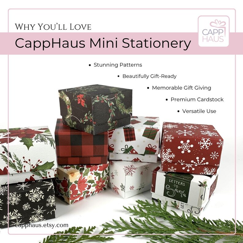 Christmas Mini Gift Box: Holiday Favors, Tiny Note Card Set, Snowflakes ...