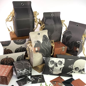 Gothic Halloween Favor Boxes Pumpkin Skull Pillow Boxes Skeleton Gift ...