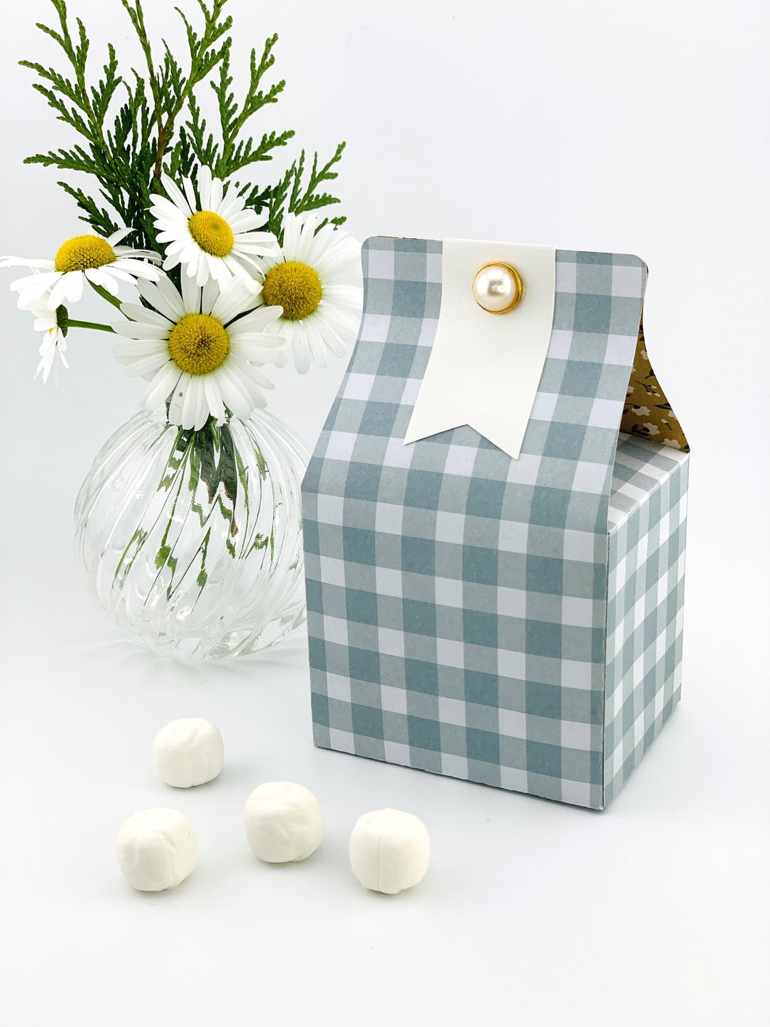 Wedding Favor Box: Dusty Blue Buffalo Check - Rustic Farmhouse Style - Etsy