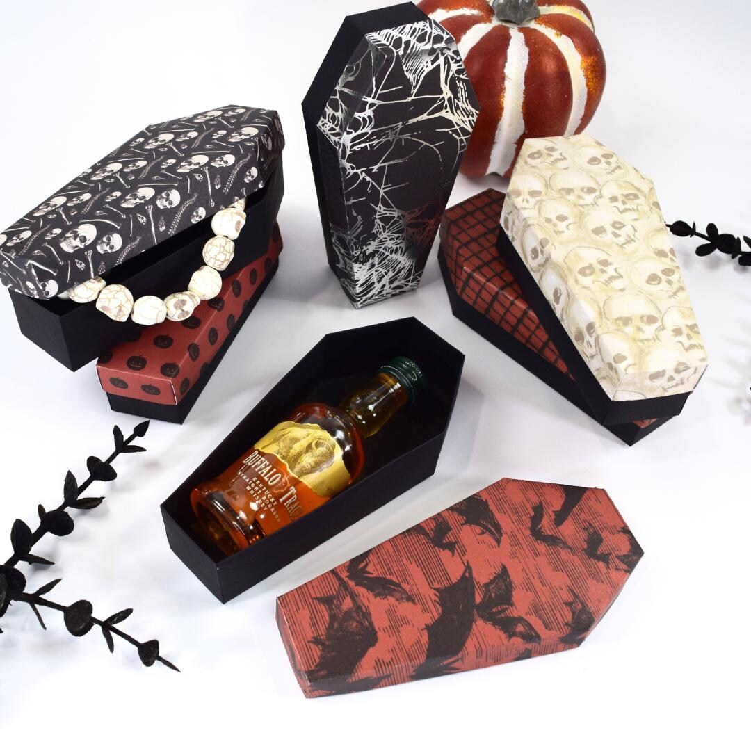 Halloween Coffin Treat Box: Spooky Gothic Candy Favors, Skeleton Spider ...