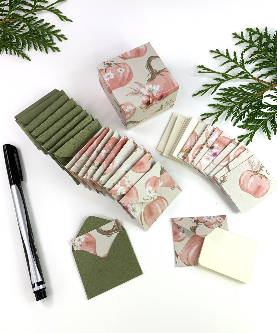 Mini Pumpkin Stationery Set: Tiny Envelopes & Notecards Gift Box - Etsy