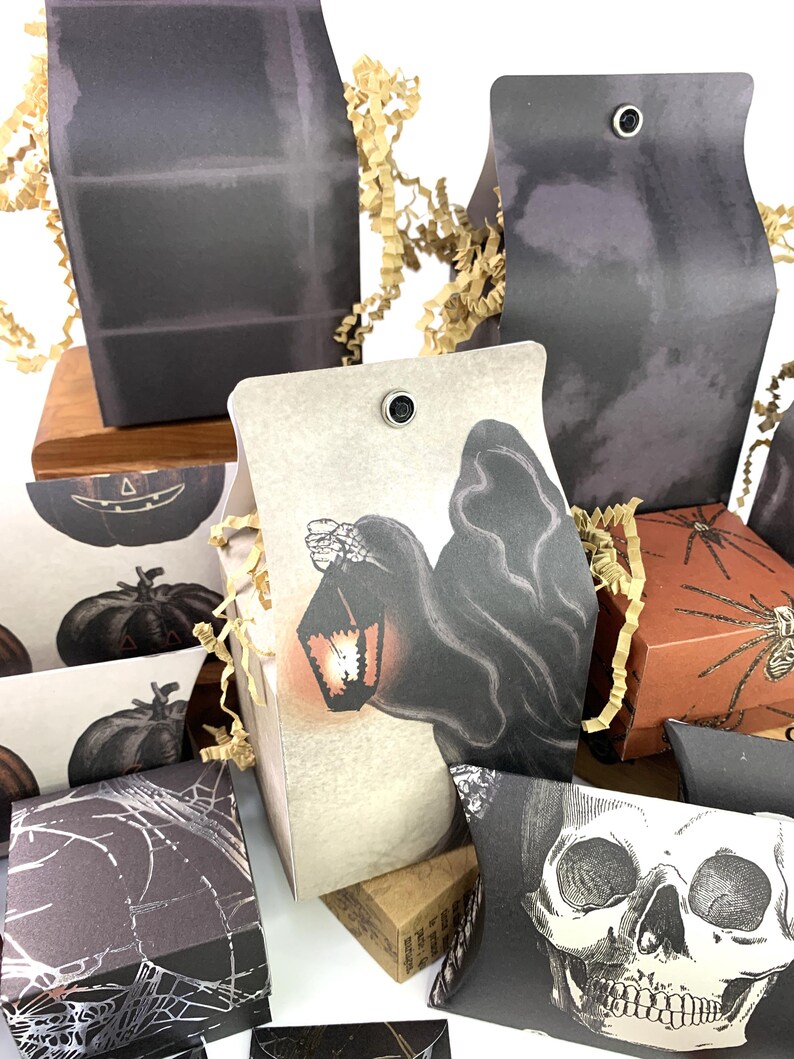 Gothic Halloween Favor Boxes Pumpkin Skull Pillow Boxes Skeleton Gift ...