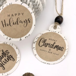 Kraft Round Gift Tags Vintage Farmhouse Print Halloween Thanksgiving ...