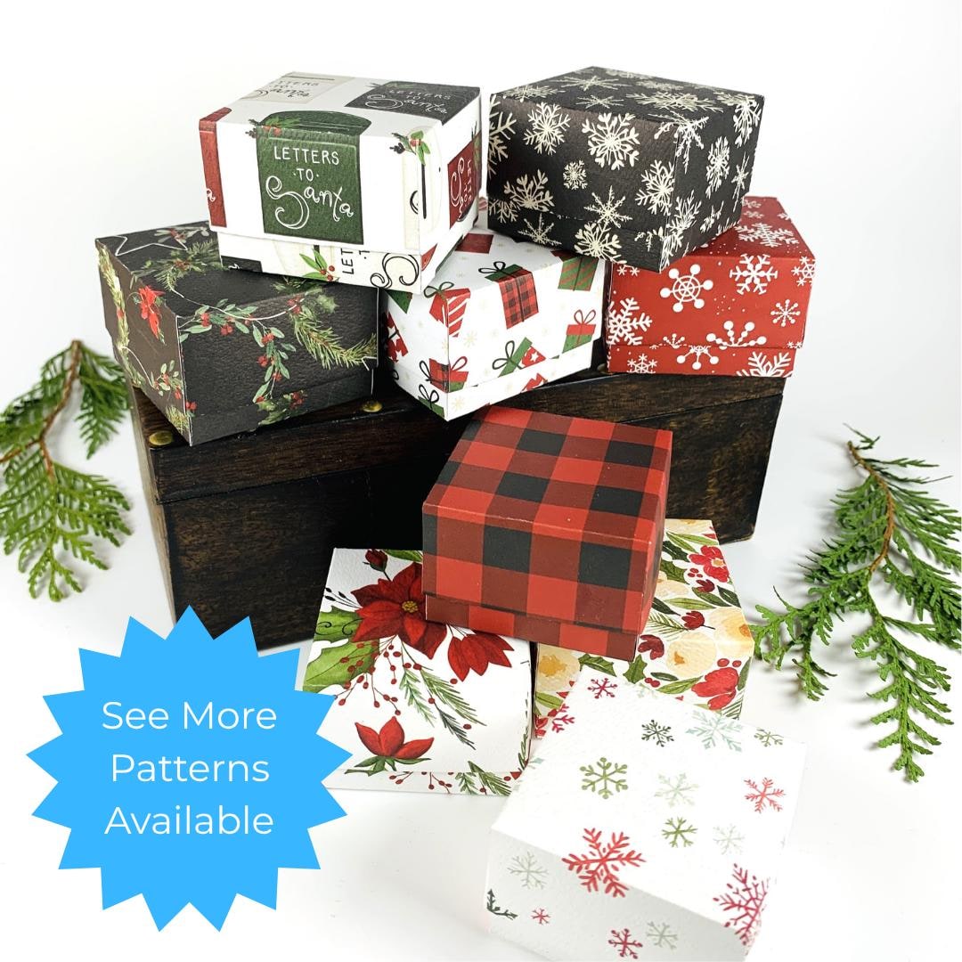 Christmas Mini Gift Box: Holiday Favors, Tiny Note Card Set, Snowflakes ...