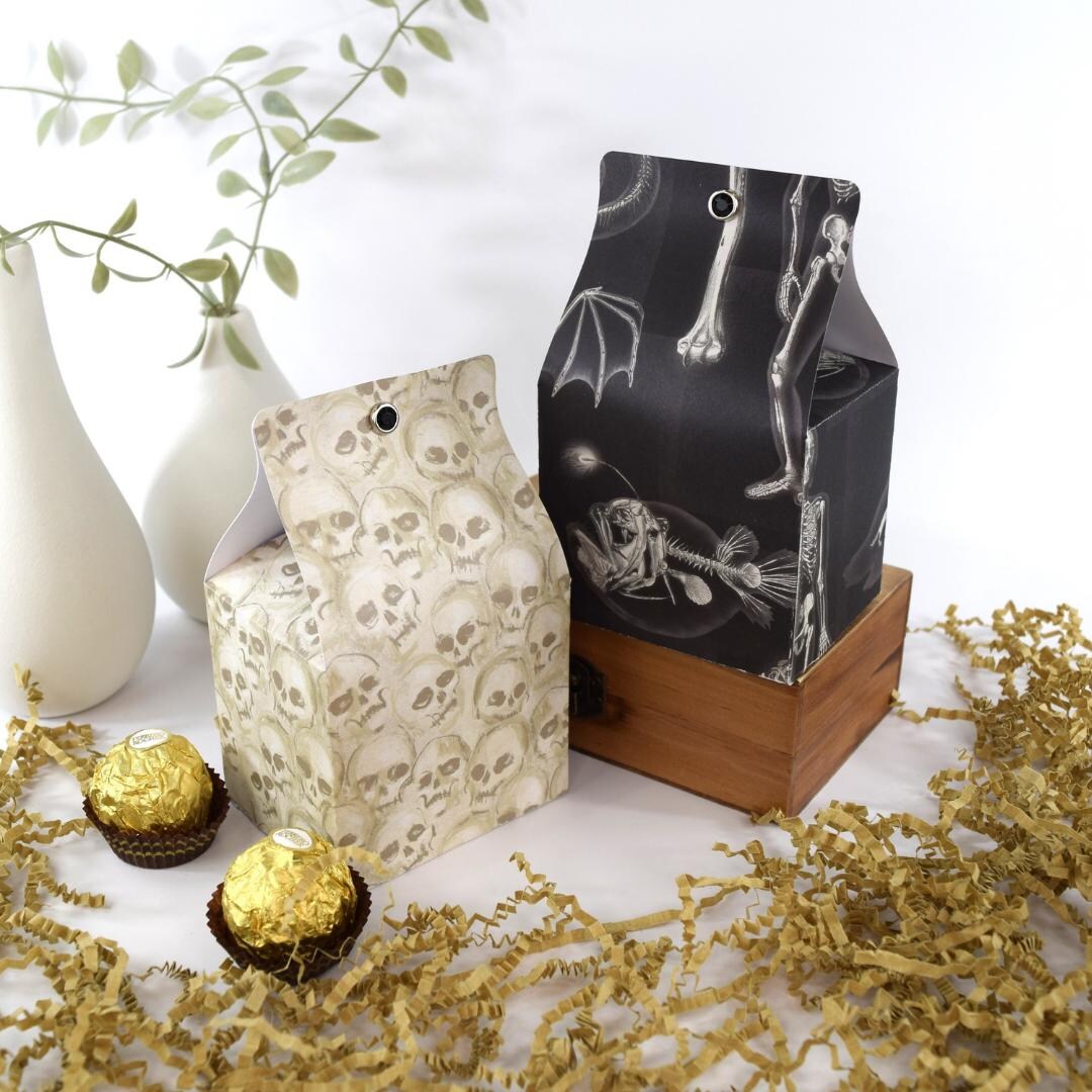 Gothic Goodie Bag Favor Boxes: Skull, Zoo Skeletons & Vintage Horror ...