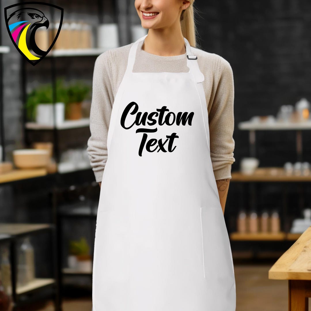 Custom Text Apron, Kitchen Apron, Custom Apron, Personalize Apron for Women, Personalized Logo ...