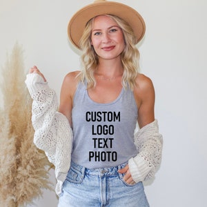 Custom Logo Text Photo Tank Top, Personalized Tank Top, Custom Design ...