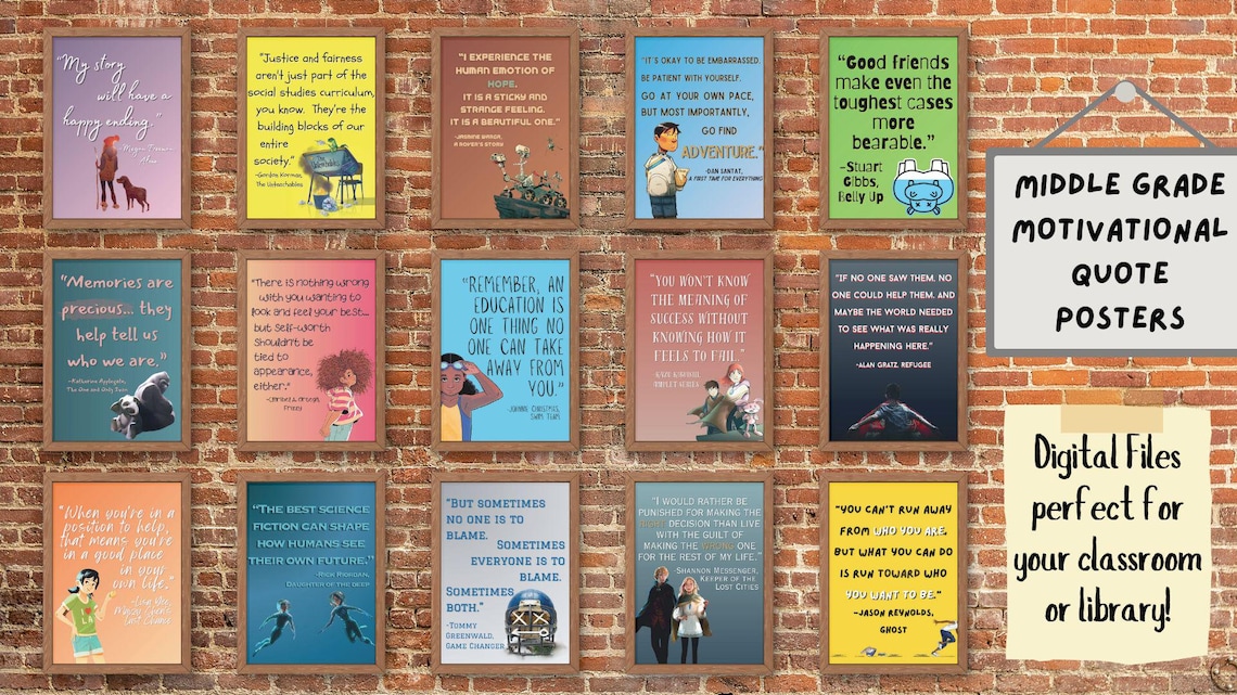 Middle Grade Book Quotes #2 15 Posters for Your Classroom or Library ...