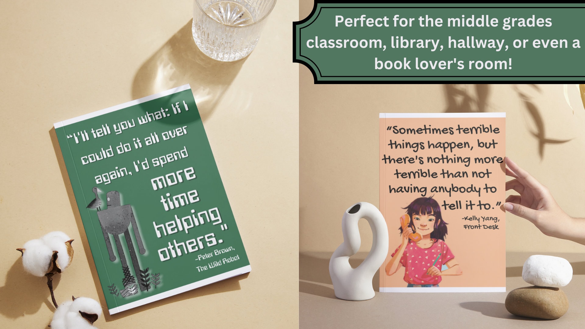 Middle Grade Book Quotes and Characters Digital Posters- Perfect for ...