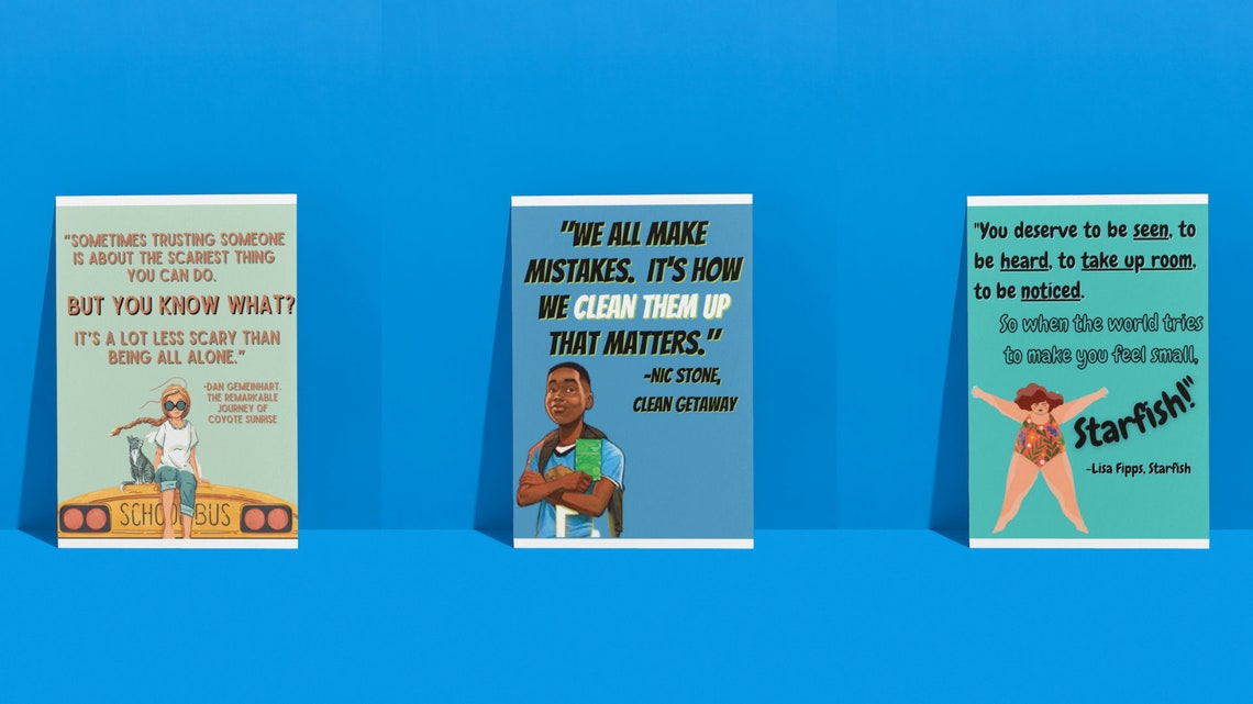 Middle Grade Book Quotes and Characters Digital Posters- Perfect for ...