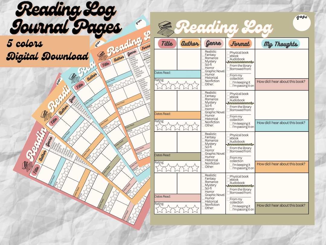 Reading Log Pages (digital Download)- Great for Personal Use or for ...