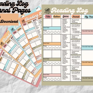 Reading Log Pages digital Download Great for Personal Use - Etsy