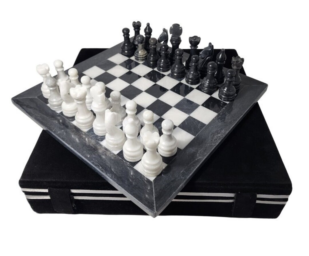 12 Marble Chess Set With Storage Chess Set Marble Chess Pieces With ...