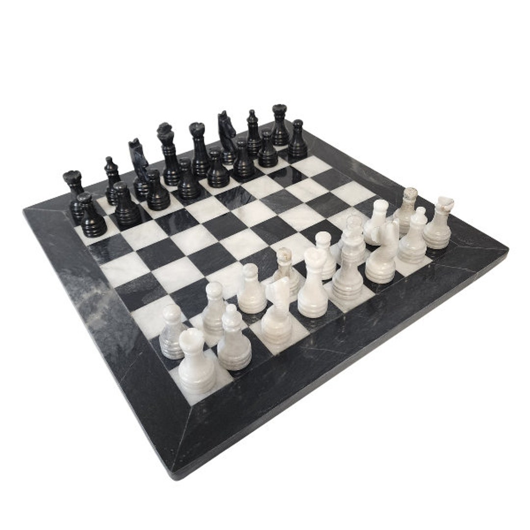 15 Inch Board Marble Chess Set With Storage Gift Case Marble Chess ...