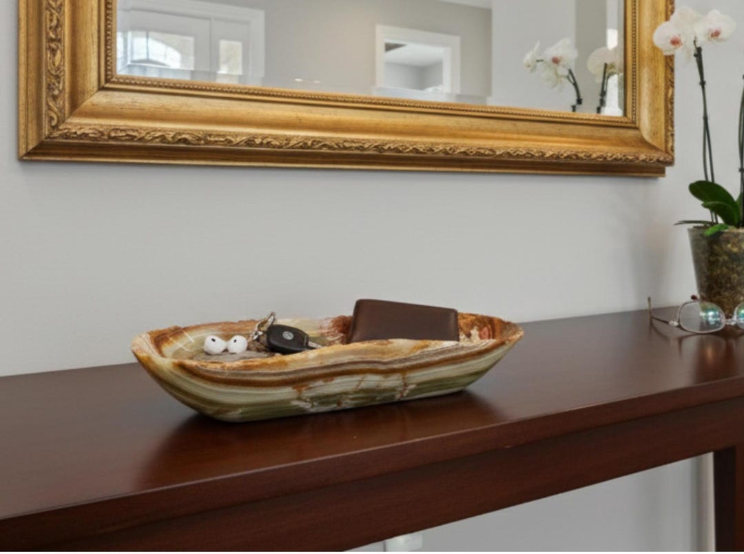 Handmade Green Onyx Tray | Rustic Entryway Catchall Dish - Etsy