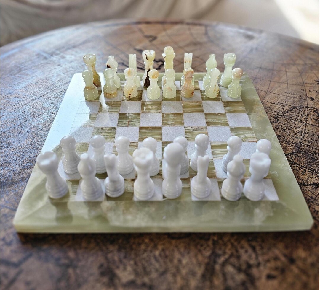 Green Onyx Marble Chess Set, Handmade Chess Set With Gift Storage Box ...