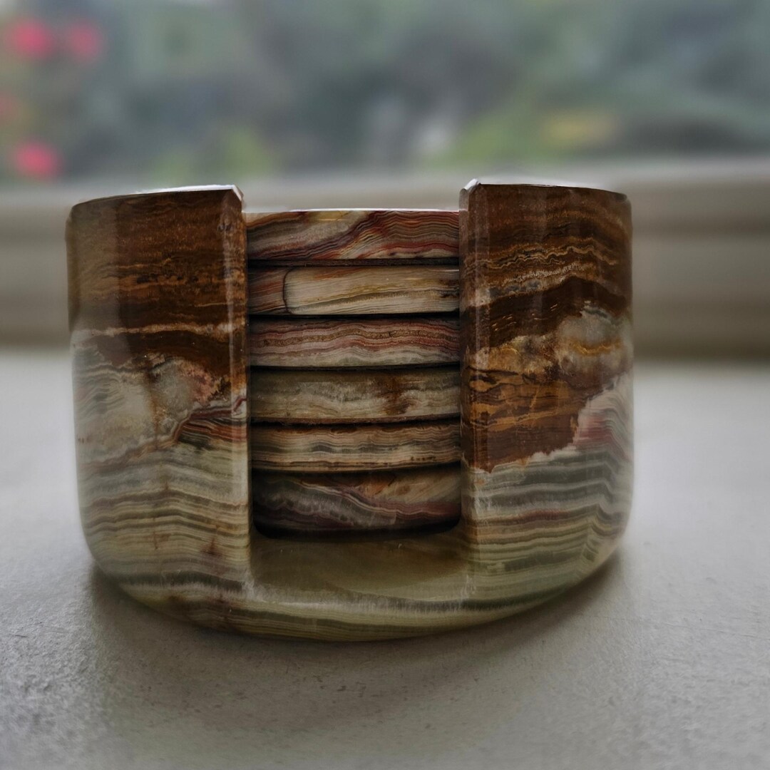 Marble Coaster Set Coasters With Holder Handmade Coaster Stone Coasters ...