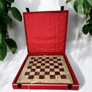 Red Velvet Chess Set Storage Box: Handmade Chessboard & Pieces ...