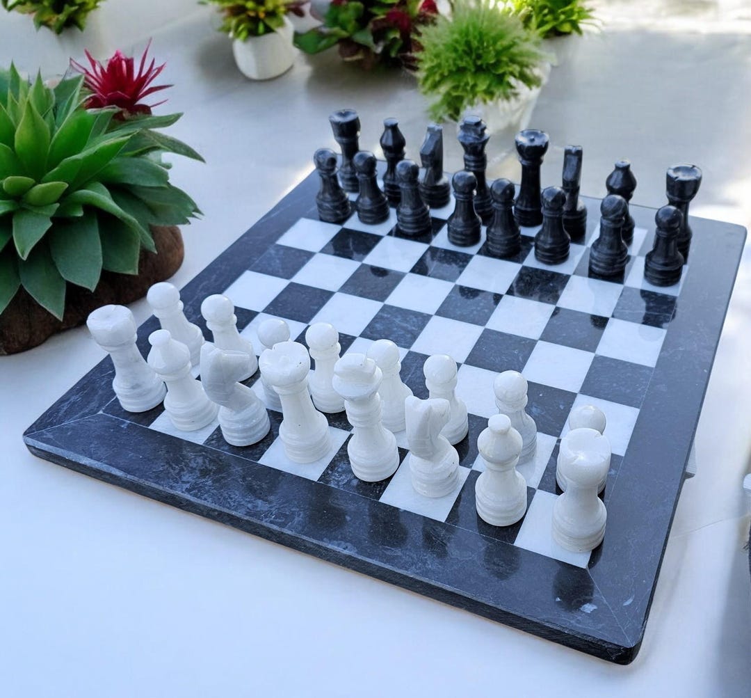 Marble Chess Set With Storage Handmade 12" Chess Board, Chess Pieces ...