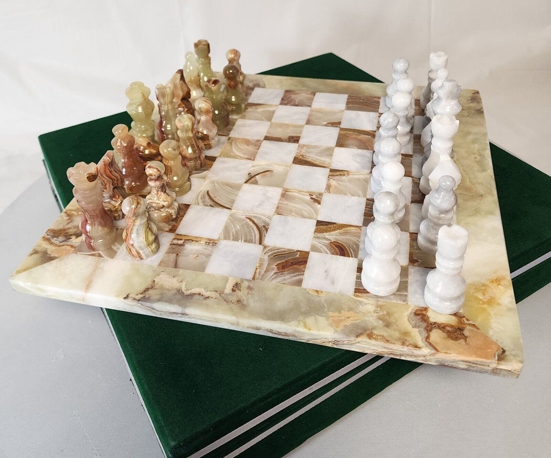 Handmade Marble Chess Set Chess Board & Pieces Board Game Marble Onxy ...
