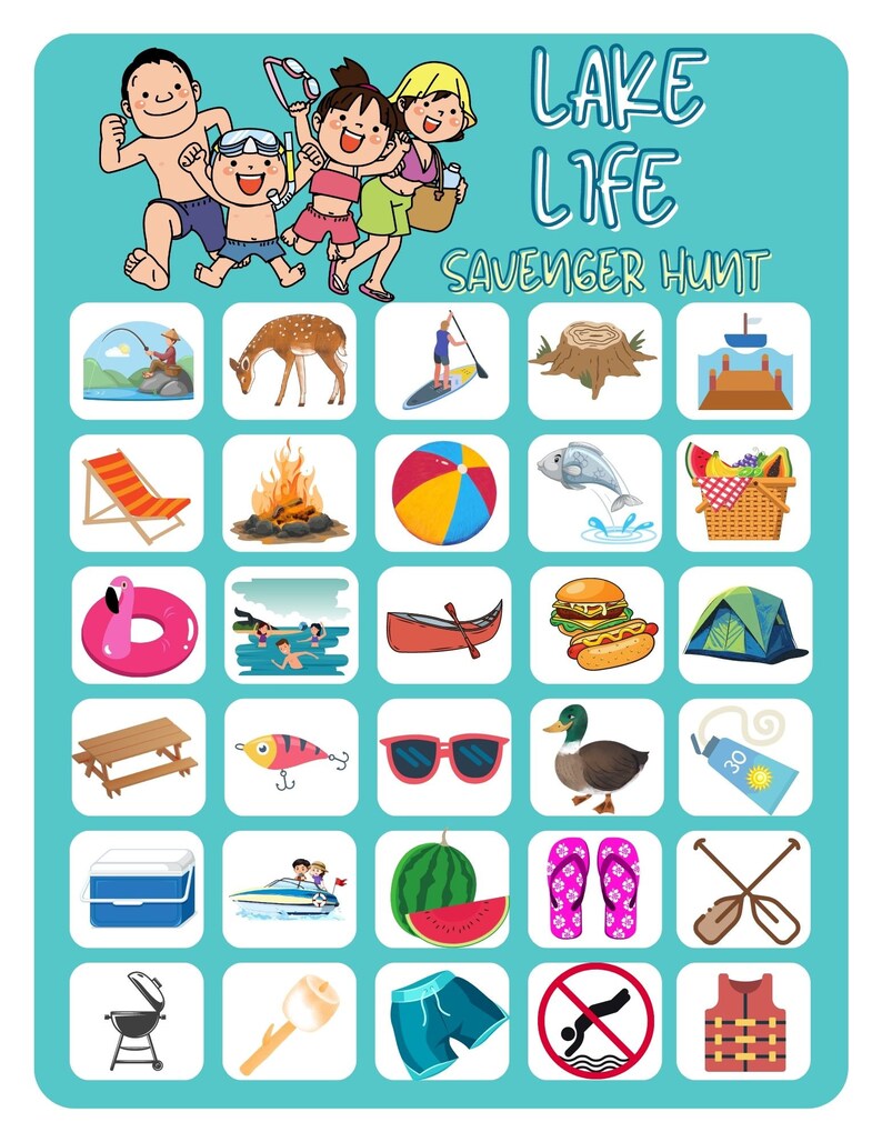 Printable Lake Life Scavenger Hunt Scavenger Hunt Game - Etsy