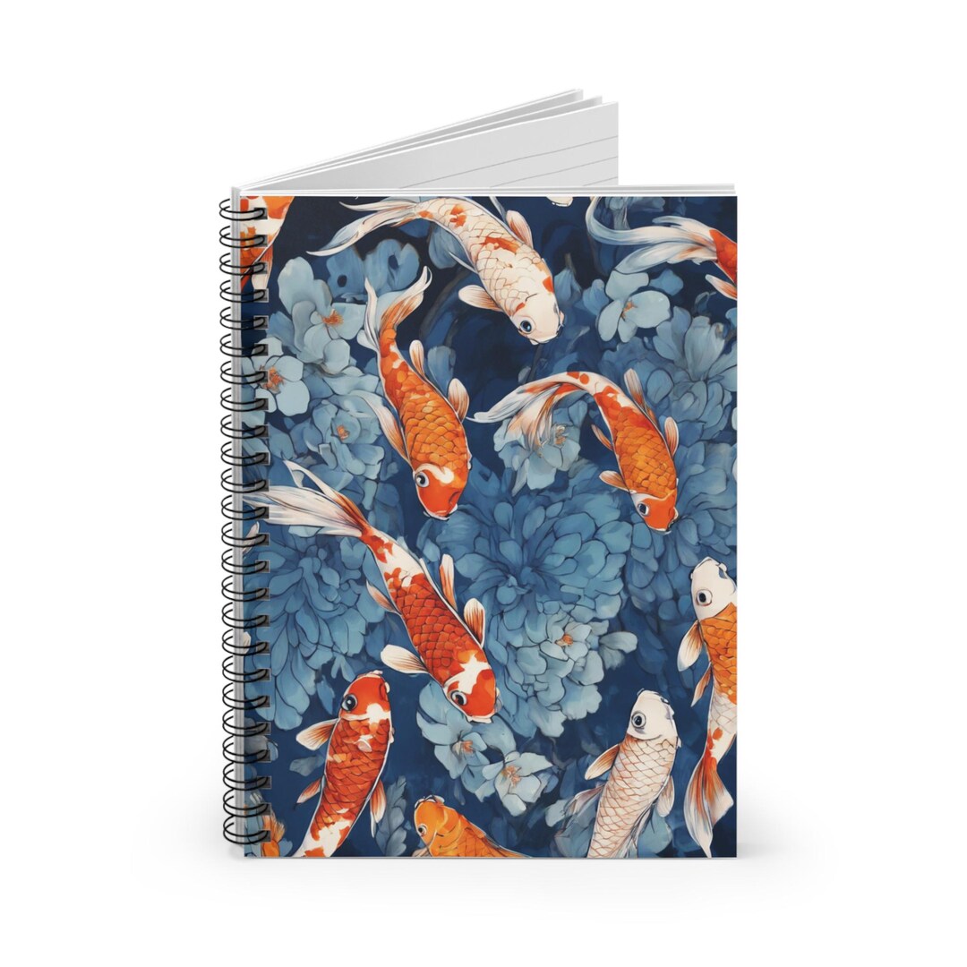 Koi Fish Swimming Journal, Spiral Notebook, Ruled Line, Writing Pad ...