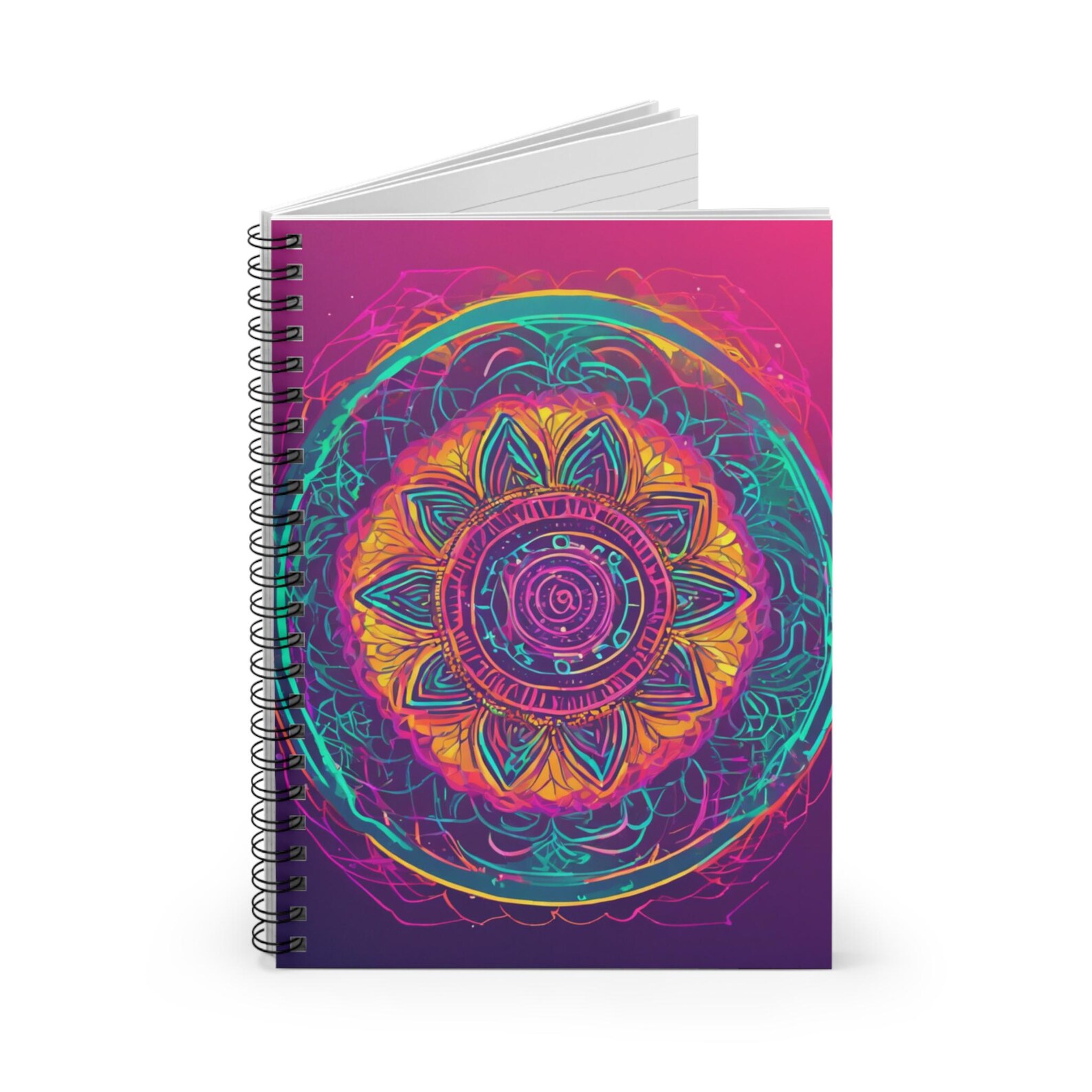 Neon Mandala Spiral Notebook - Ruled Line, Journal for Meditation, Yoga ...
