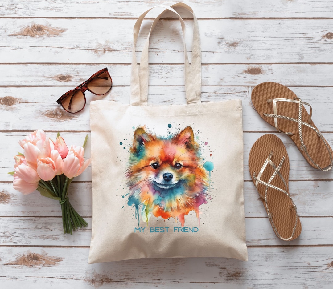 Pomeranian Dog Canvas Tote Bag, Dog Lovers Bag, Pomeranian Mom Gift ...