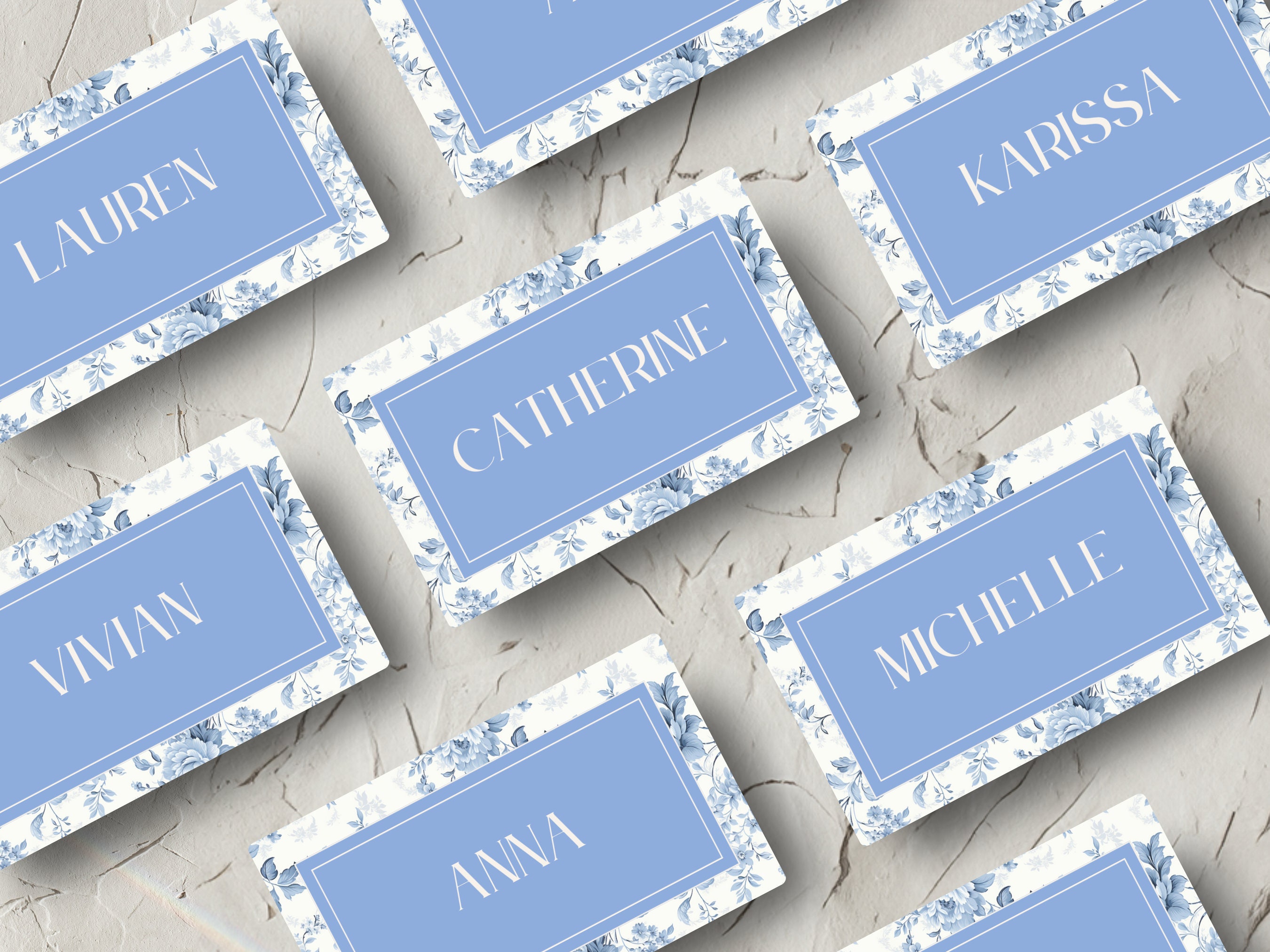 Bachelorette Name Cards, Coastal Elegant, Editable Template, Charleston ...