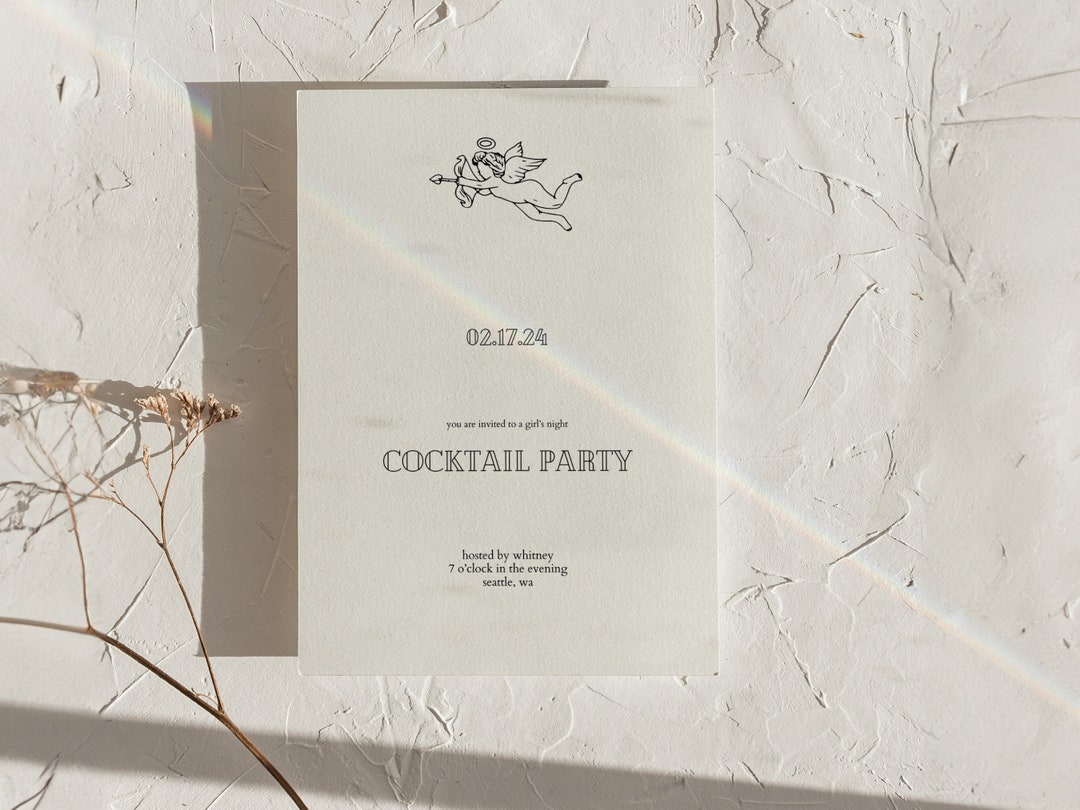 Cherub Cocktail Party Invite Template, Cherub Theme Party Template ...