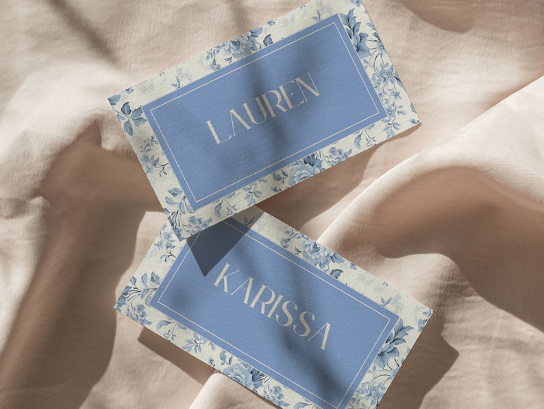 Bachelorette Name Cards, Coastal Elegant, Editable Template, Charleston ...