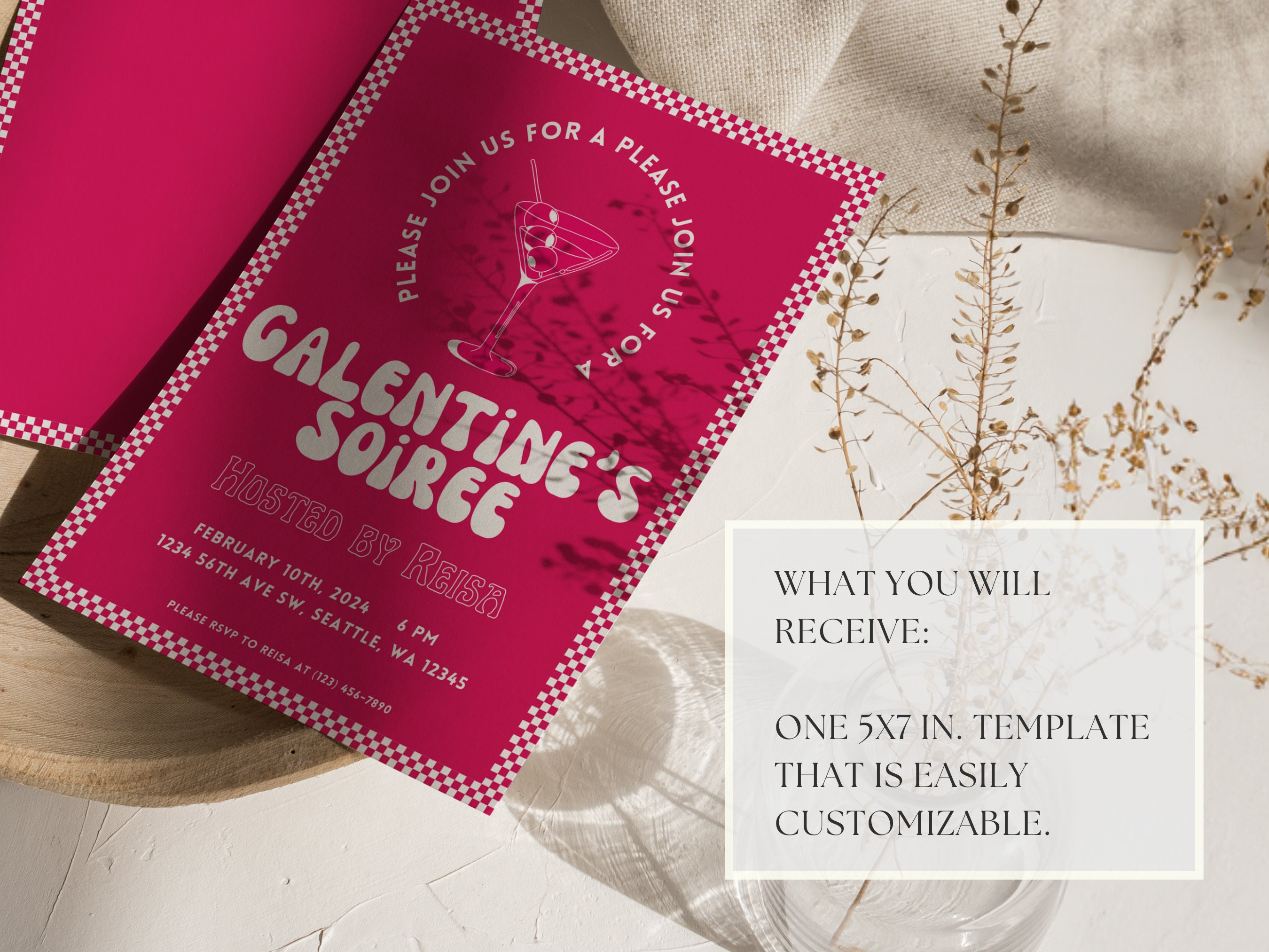 Galentine's Soirée Invitation Template: Customizable Cocktail Party ...