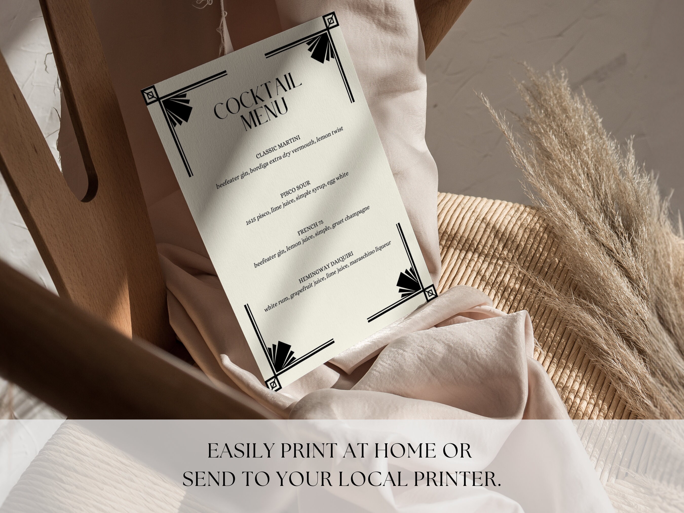 Great Gatsby Cocktail Menu Template, Roaring 20s, Customizable ...