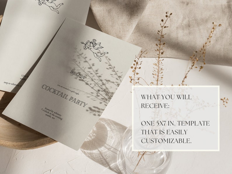 Cherub Cocktail Party Invite Template, Cherub Theme Party Template ...