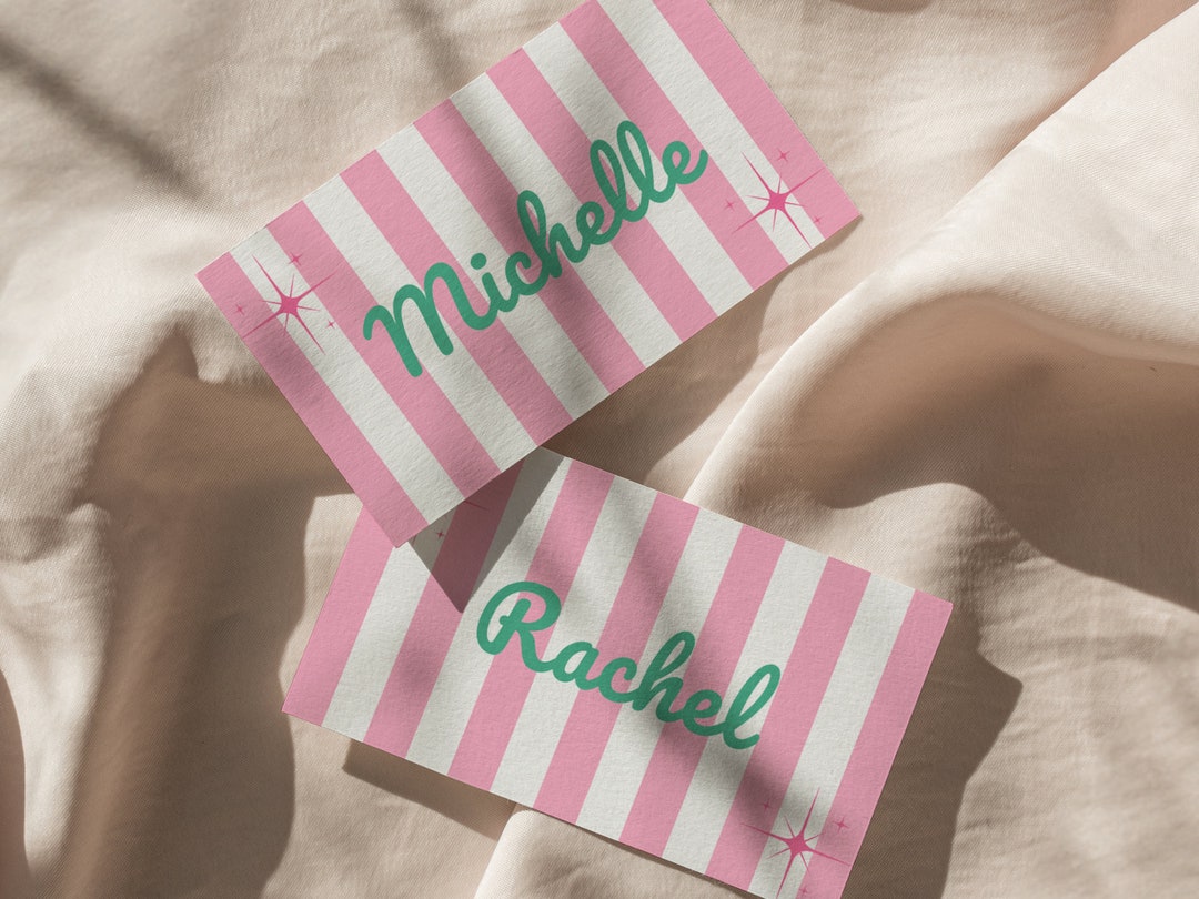 Bachelorette Name Cards, Palm Springs Theme, Retro, Editable Template ...