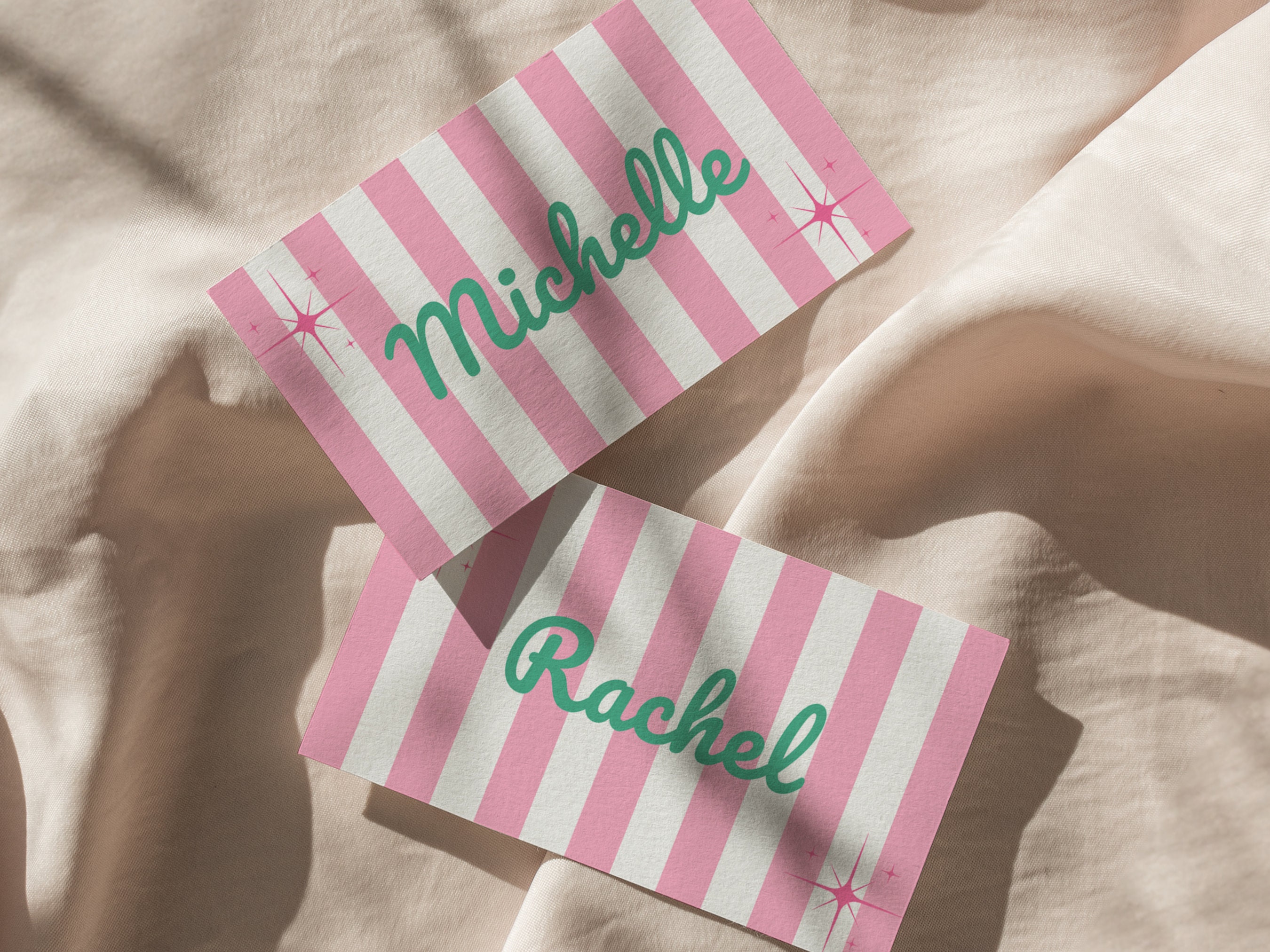 Bachelorette Name Cards, Palm Springs Theme, Retro, Editable Template ...