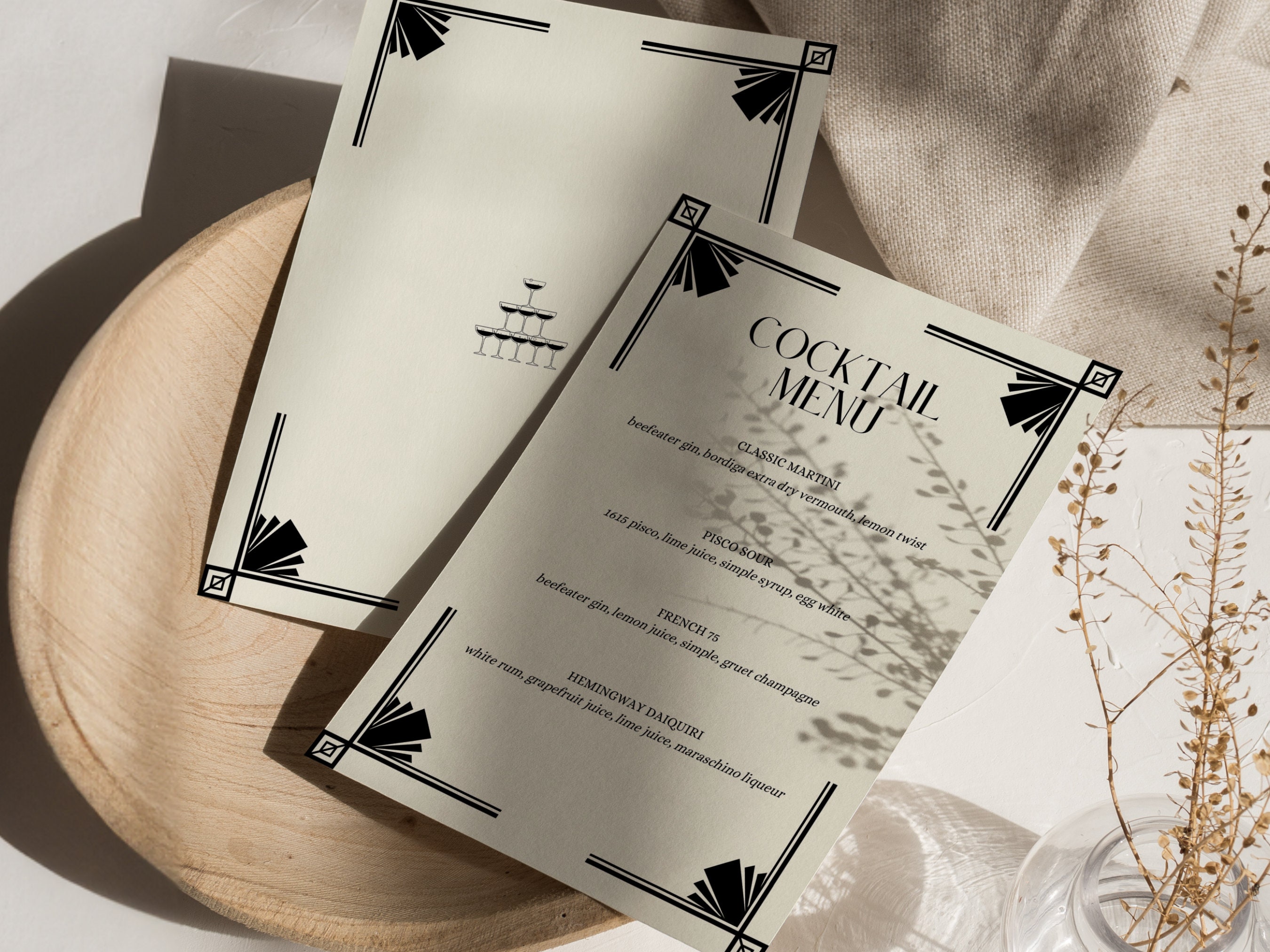 Great Gatsby Cocktail Menu Template, Roaring 20s, Customizable ...