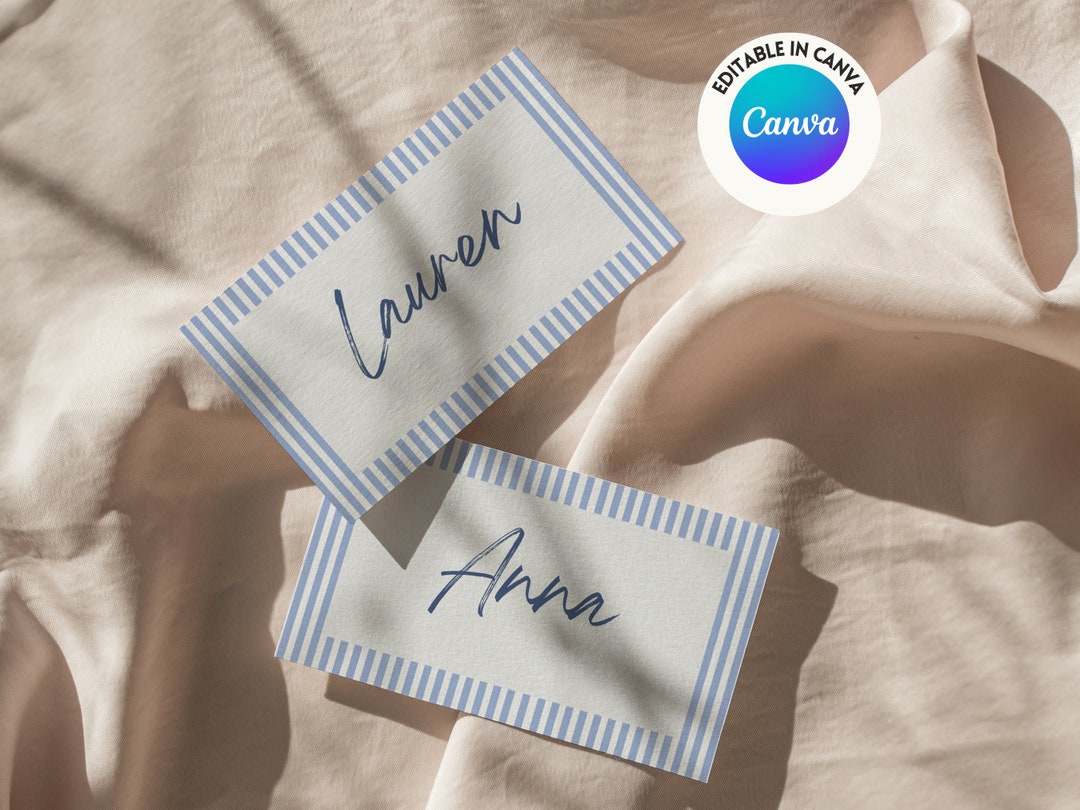 COASTAL Theme Name Cards, Bachelorette Party Place Cards, Editable ...