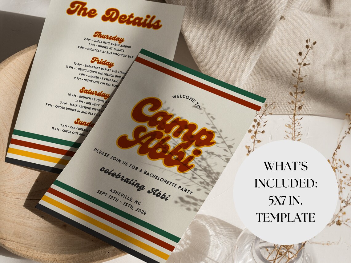 Retro Camp Bachelorette Invite Template, Mountain Bachelorette Party ...