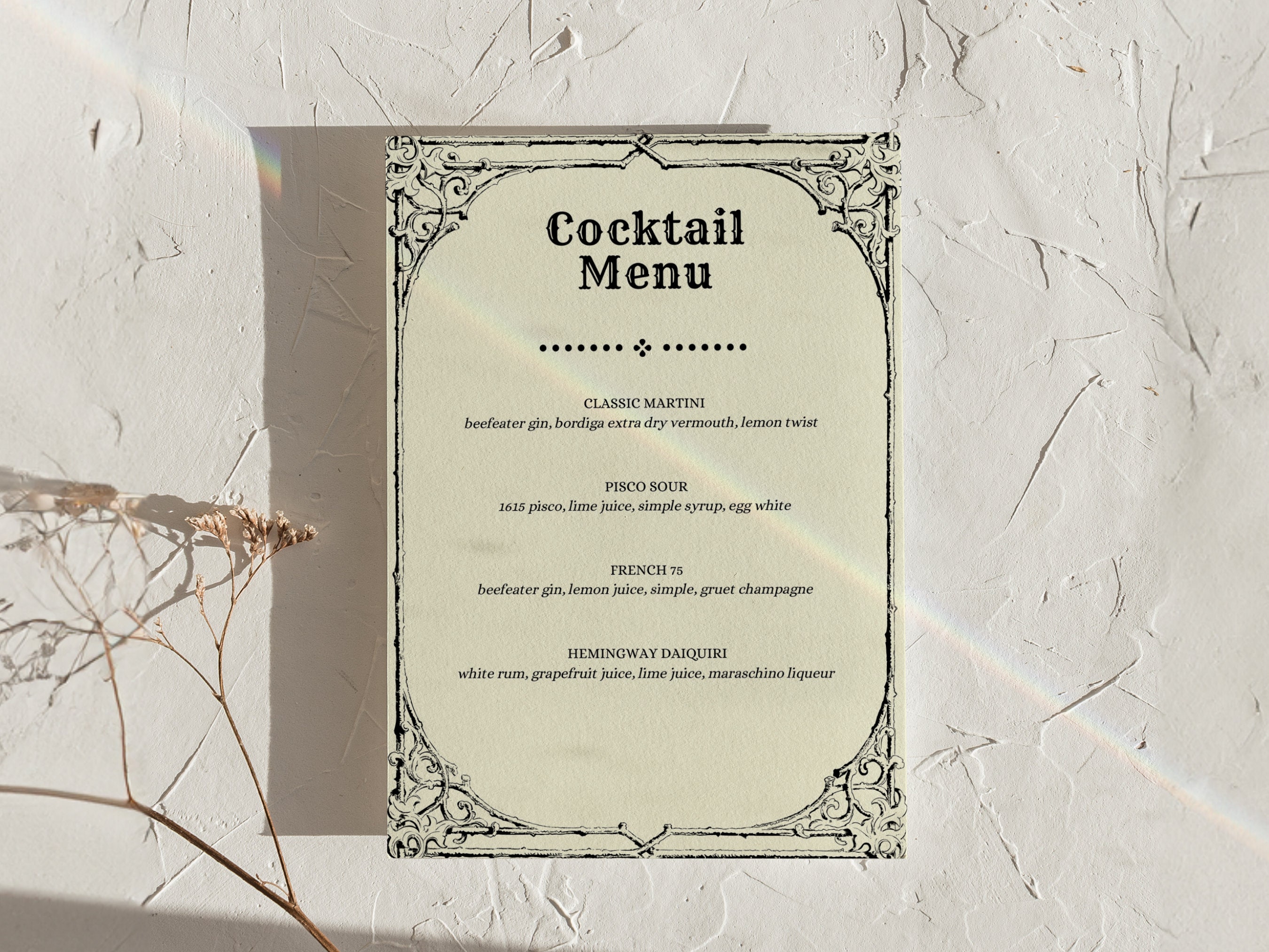 Oscars Party Cocktail Menu Template, Menu Template, DIY Oscars Menu ...
