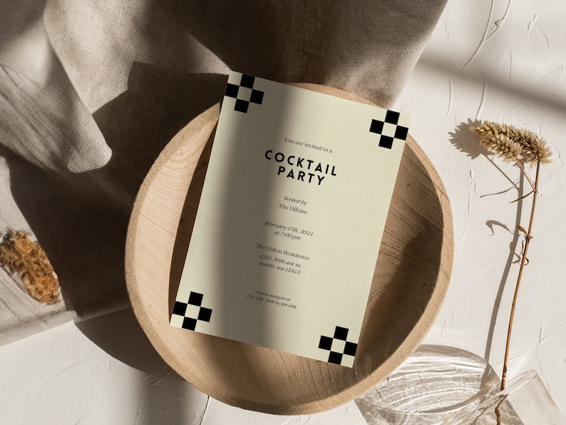 Cocktail Party Invite Template, Elegant Party Template, Customizable ...