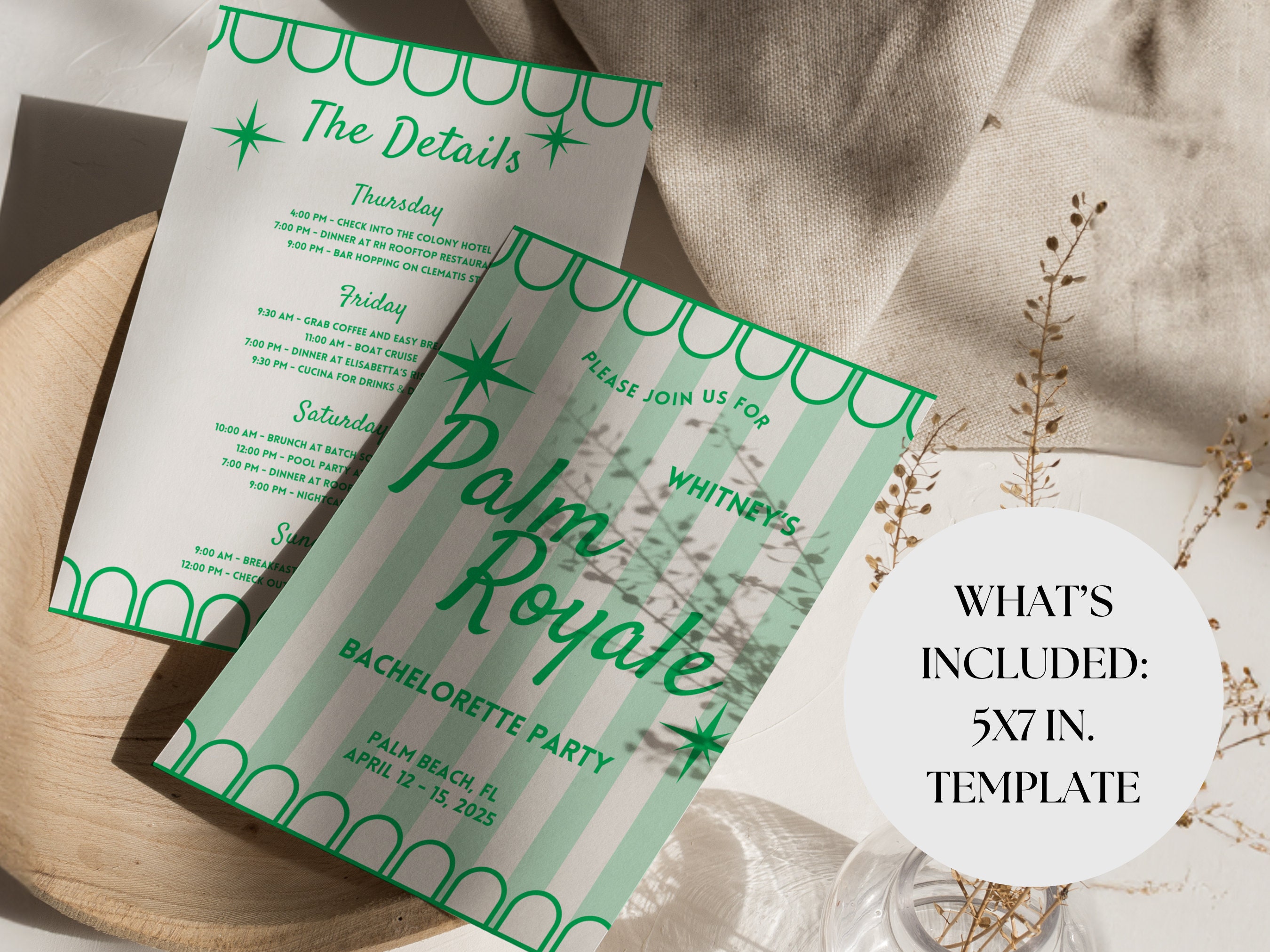 Palm Royale Bachelorette Party Invite: Retro 70s Itinerary (digital ...