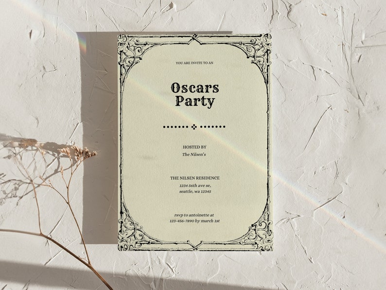 Victorian Oscar Party Invitation Template: Customizable Canva Invite ...